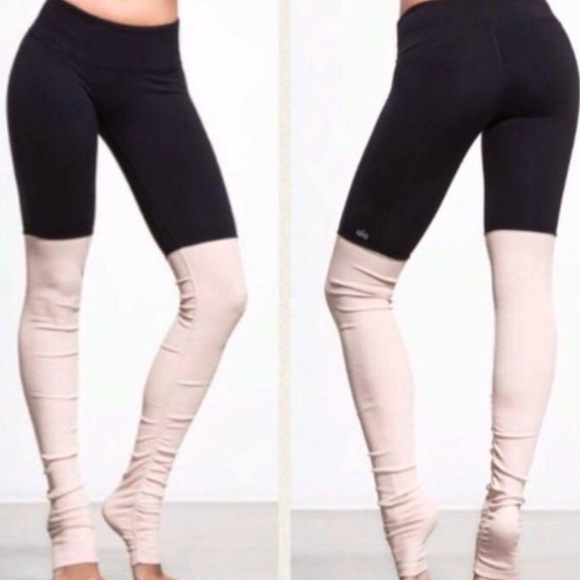 ALO Yoga | Pants & Jumpsuits | Alo Yoga Goddess Black Off Whiteleggings ...